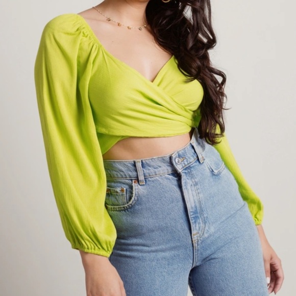 Tobi | Tops | Tobi Tie Front Long Sleeve Crop Top Blouse | Poshmark